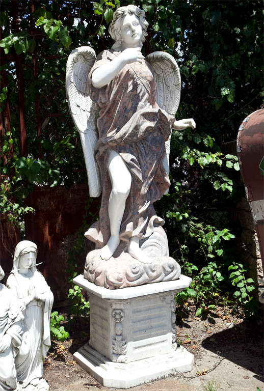 Set of Four Marble Angel Statues on Bases at 1stDibs