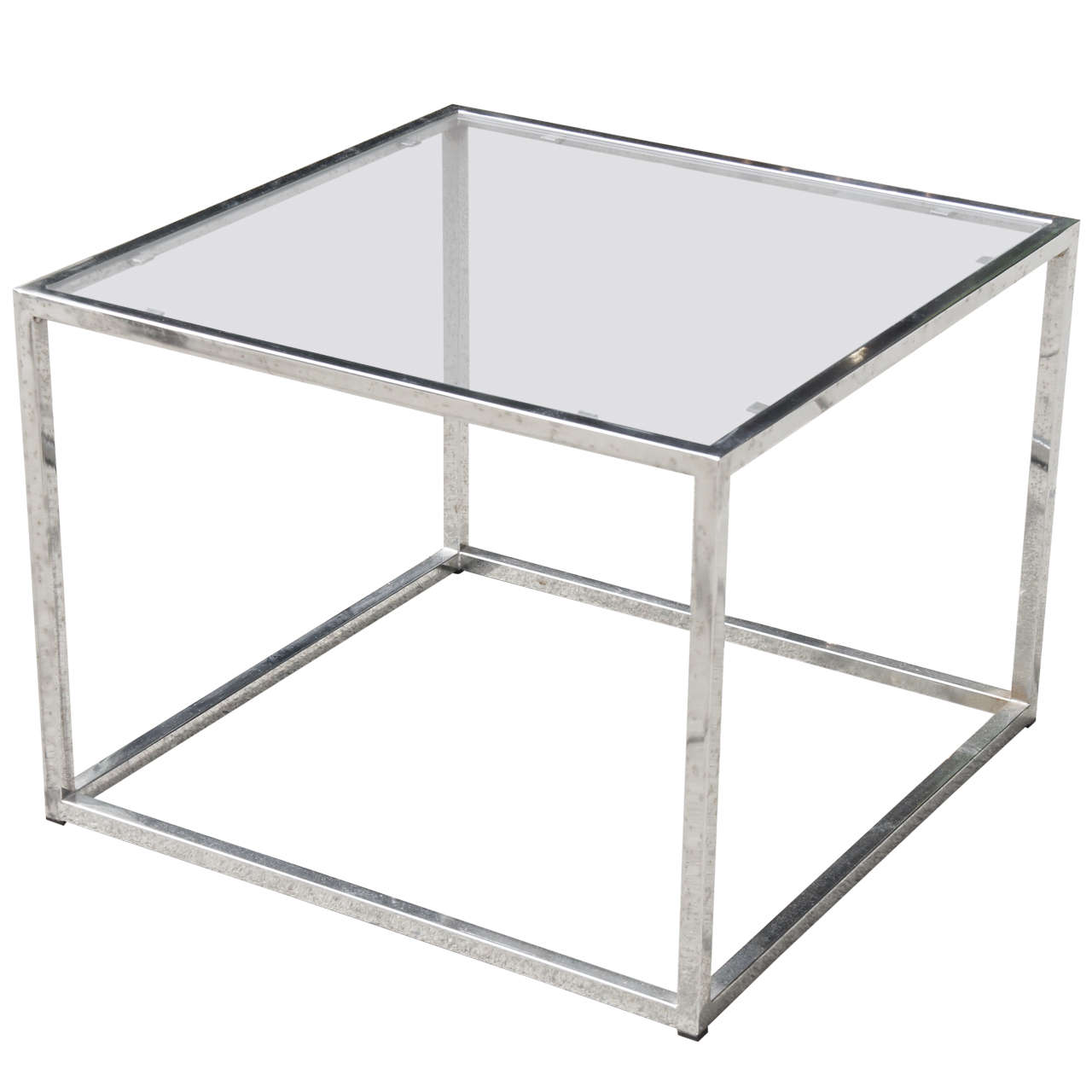 Vintage Crome and Glass Low Table at 1stDibs
