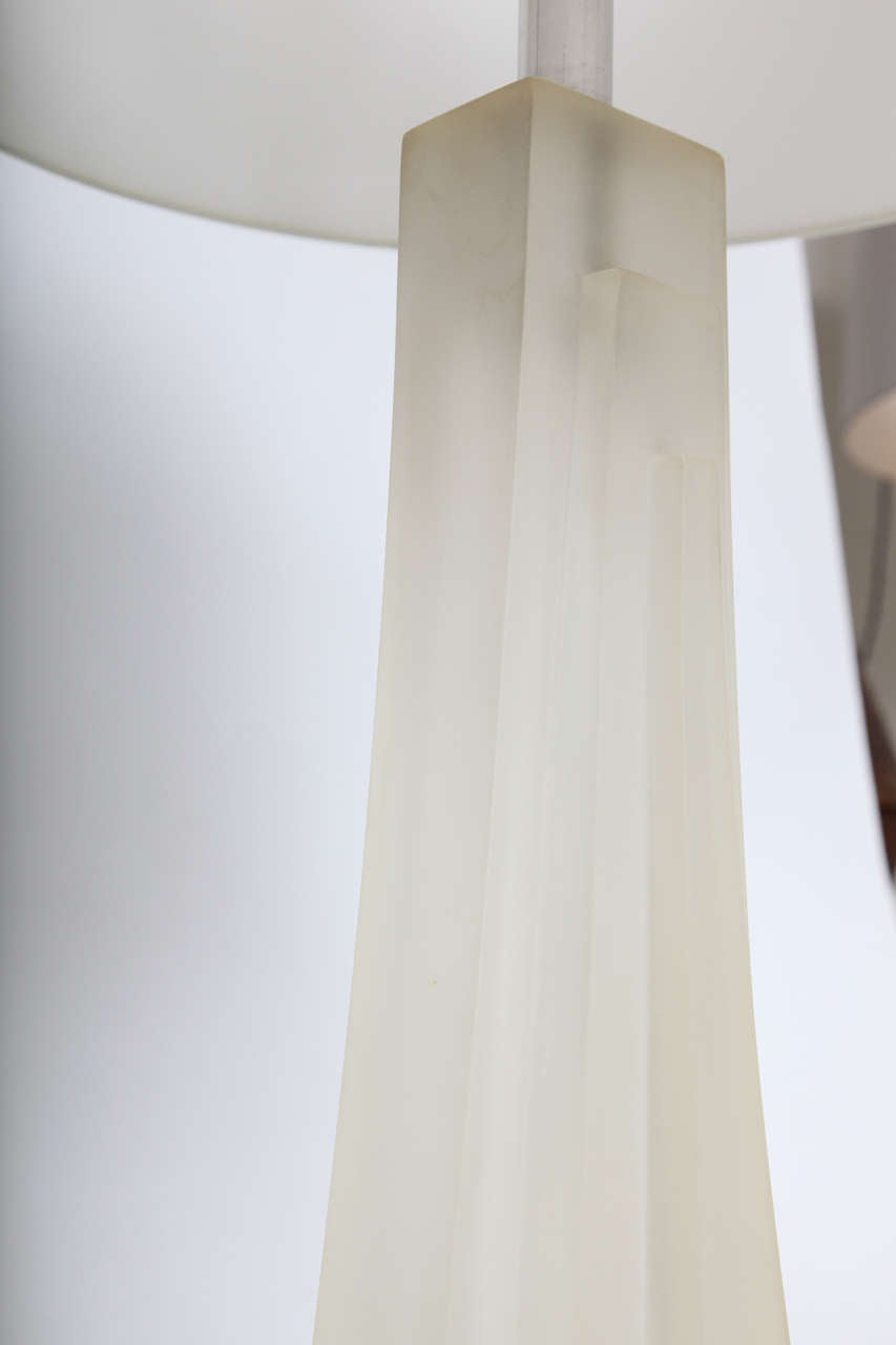 A Pair of 1960's frosted Acrylic Table Lamps signed Pado Gucci at 1stDibs