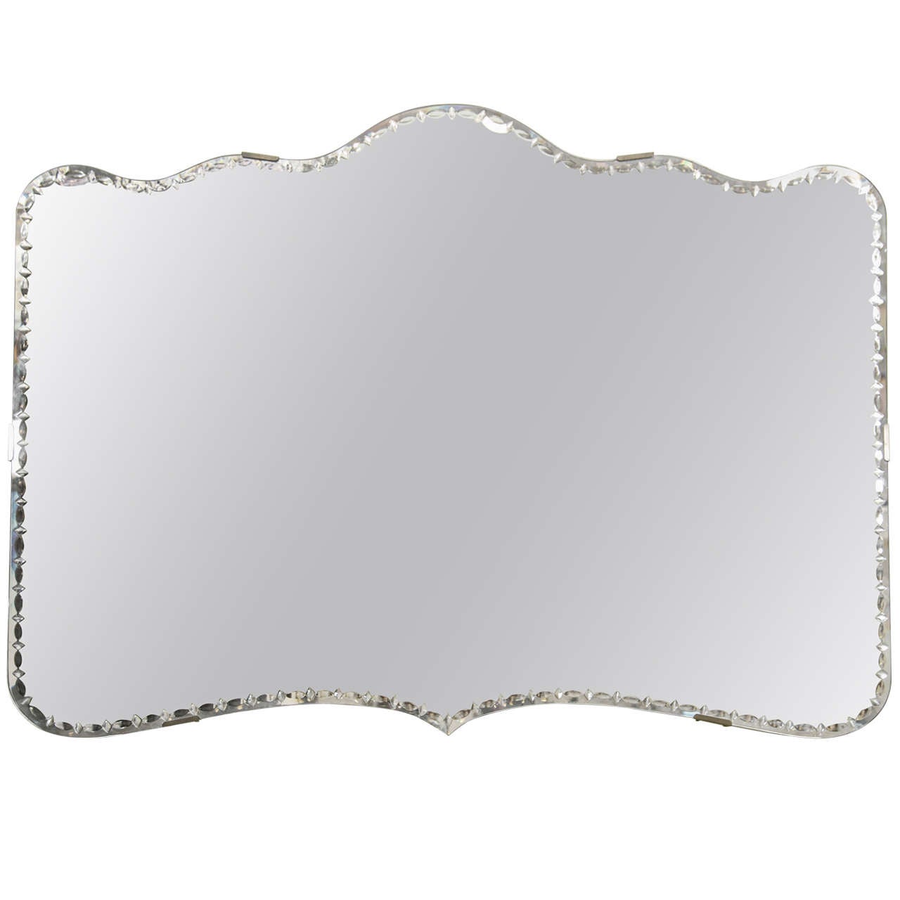 Vintage Hollywood Regency Scalloped Mirror at 1stDibs