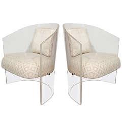 Mid Century Pair of Lucite Barrel Back Chairs at 1stDibs | lucite ...