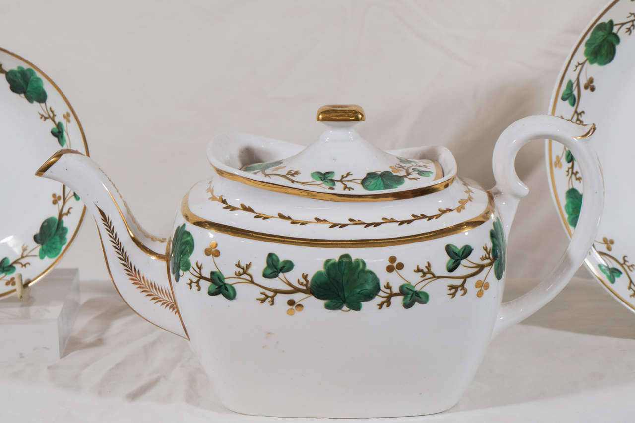Spode Tea Service for Nine in the "Green Leaves" Pattern at 1stDibs