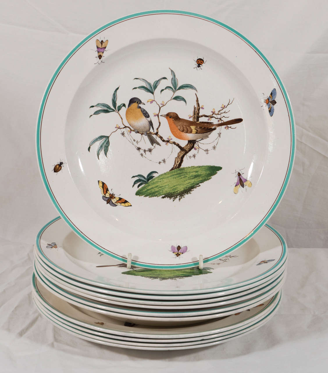 Set of Wedgwood Creamware Dinner Plates Showing Birds at 1stDibs ...