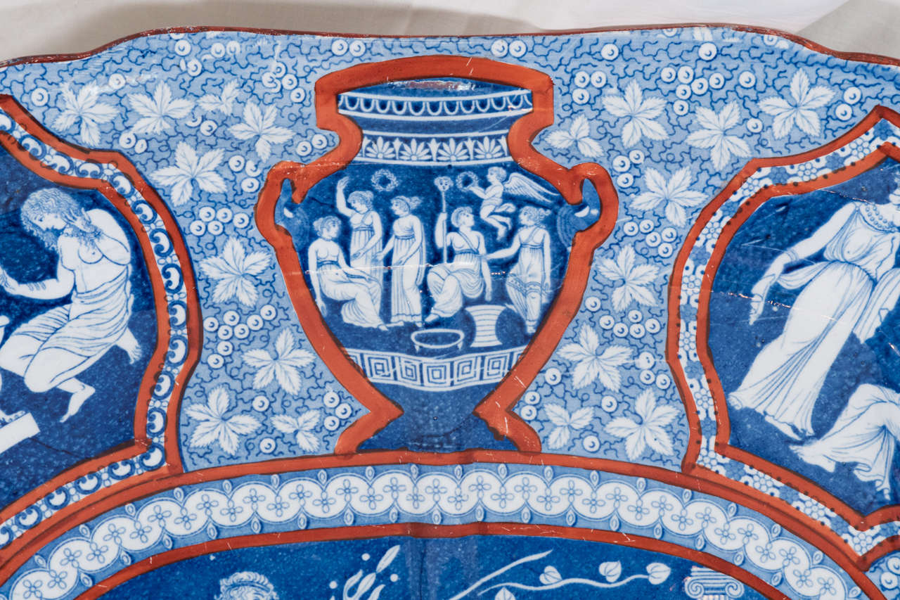 Spode Greek Ware Platter Blue white and Red at 1stDibs