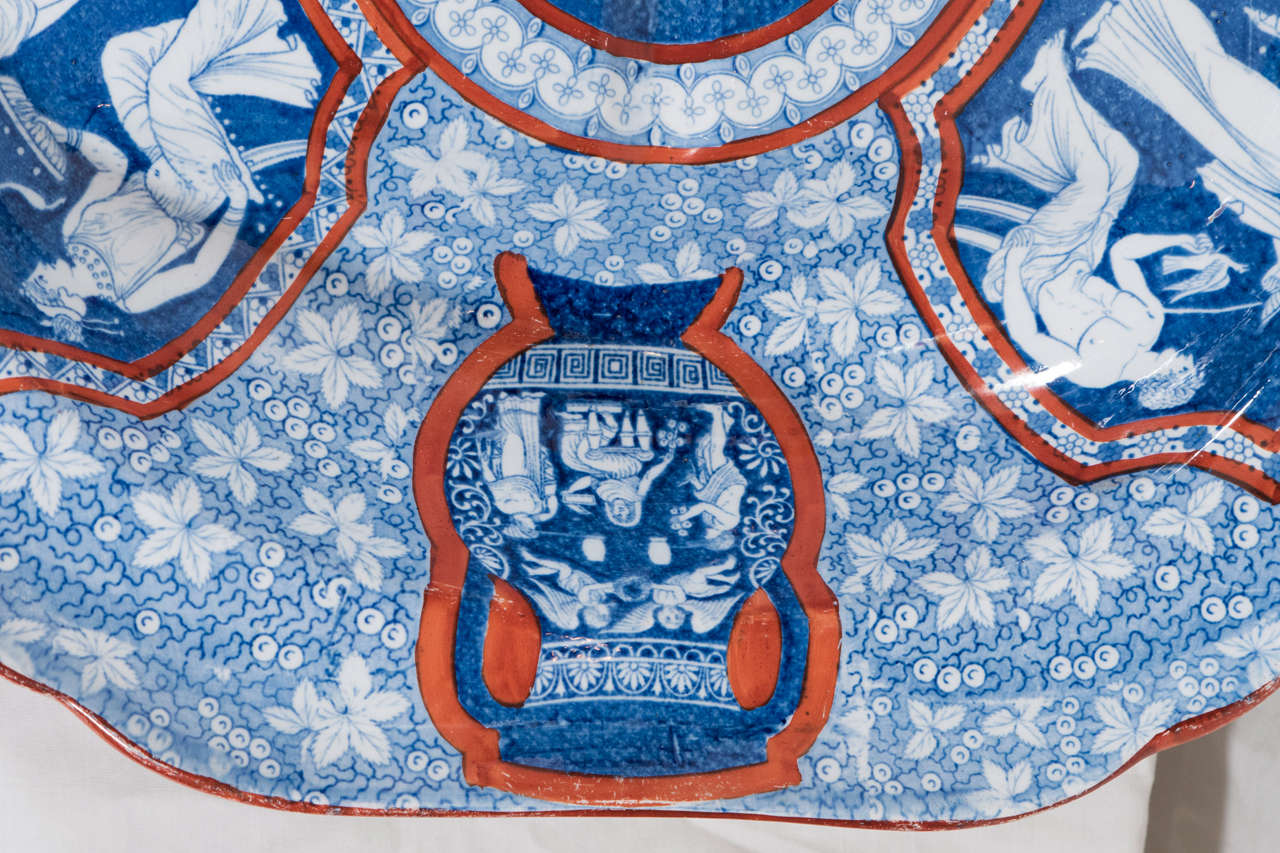 Spode Greek Ware Platter Blue white and Red at 1stDibs
