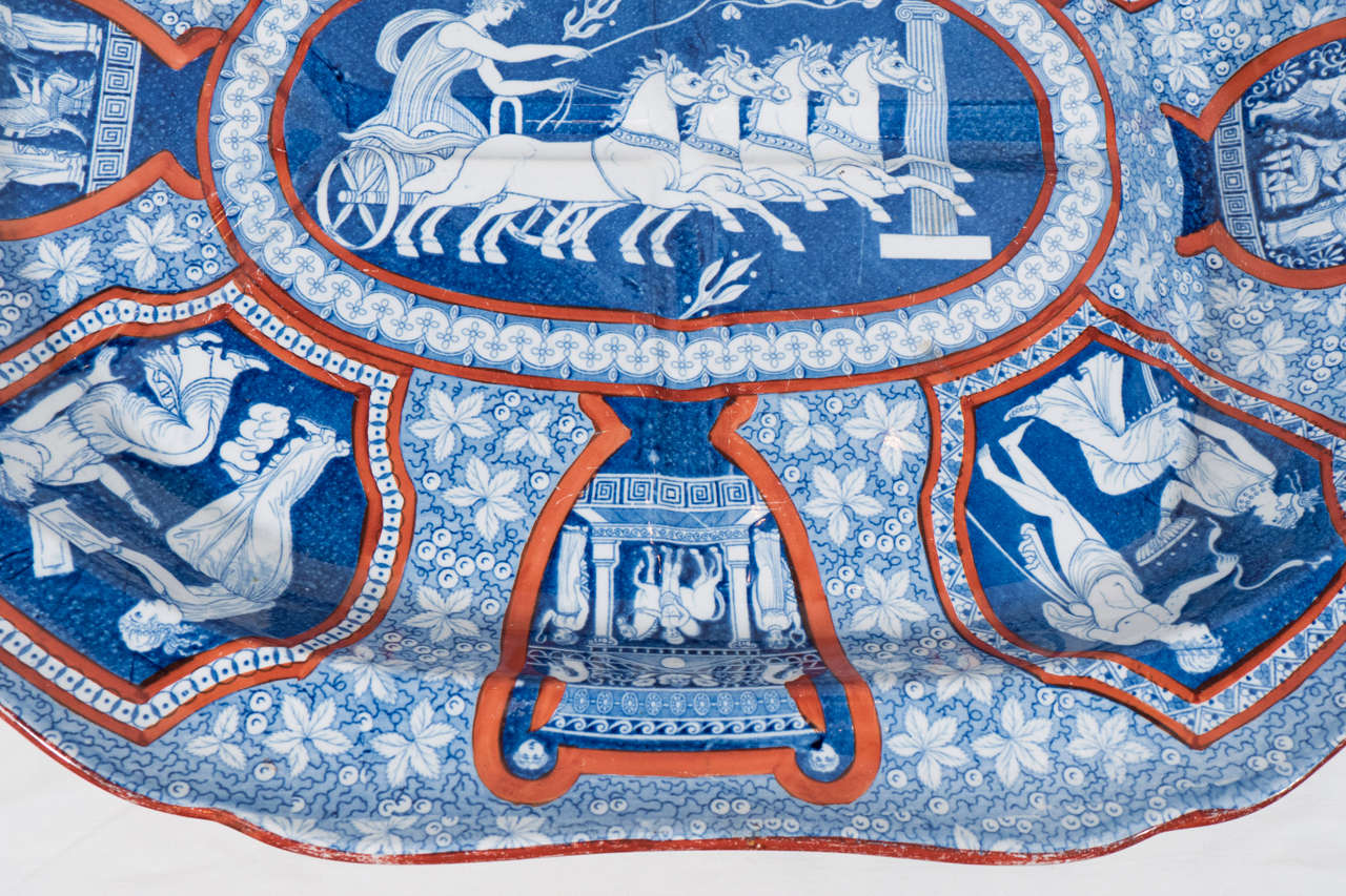Spode Greek Ware Platter Blue white and Red at 1stDibs