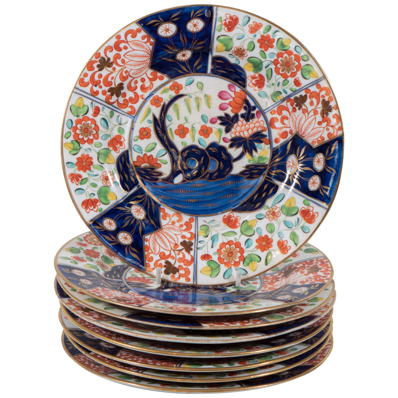 A Set of a Dozen Spode "Rock and Tree" Dessert Dishes at 1stDibs