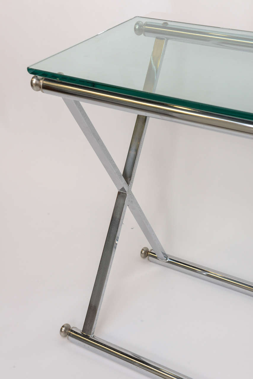 Chrome and Glass Console at 1stDibs