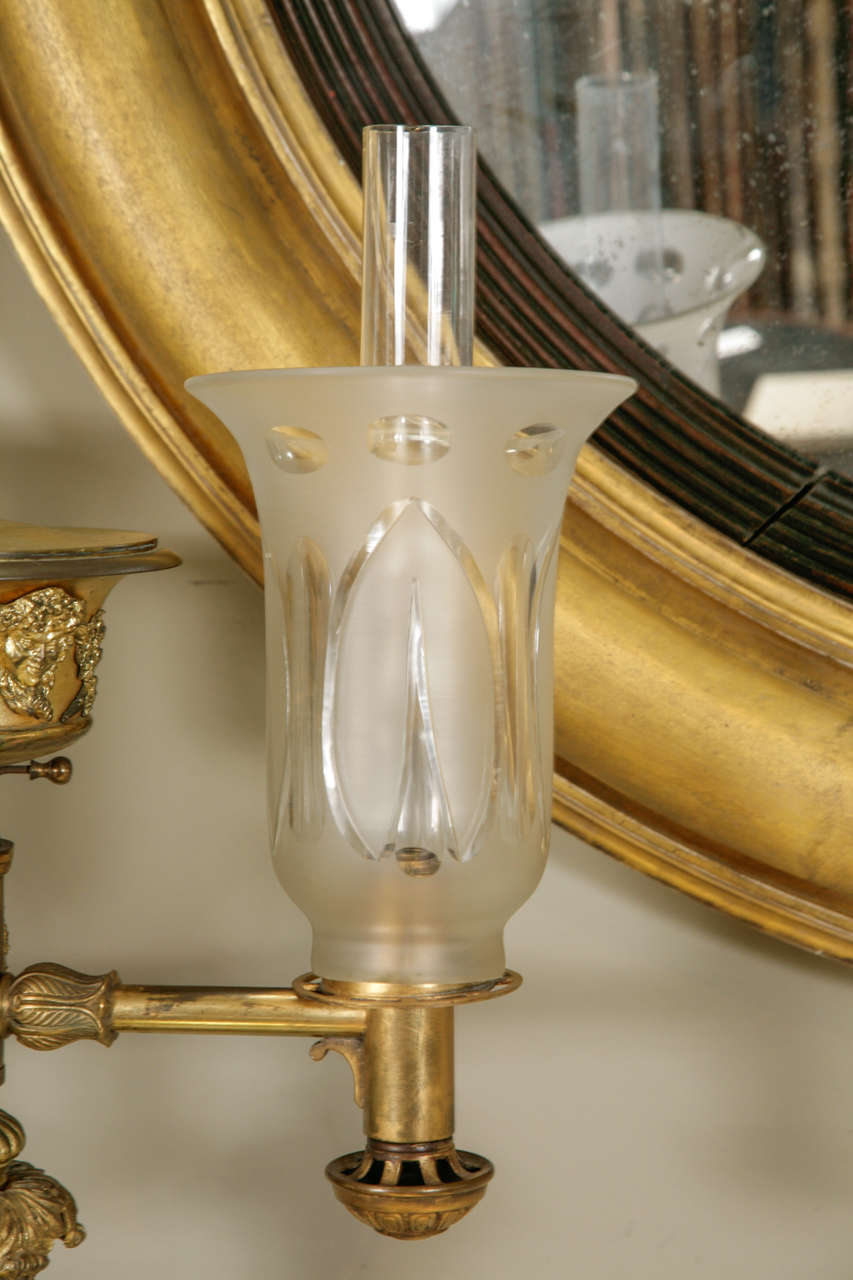 Fine Pair of Regency, Gilt Bronze Colza Lamps by Thomas Messenger and ...