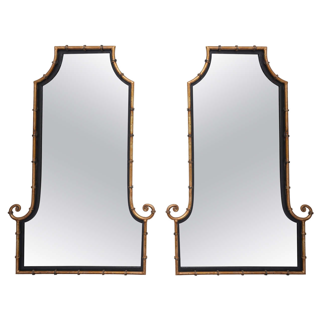 Pair of Faux Bamboo Pagoda Mirrors at 1stDibs