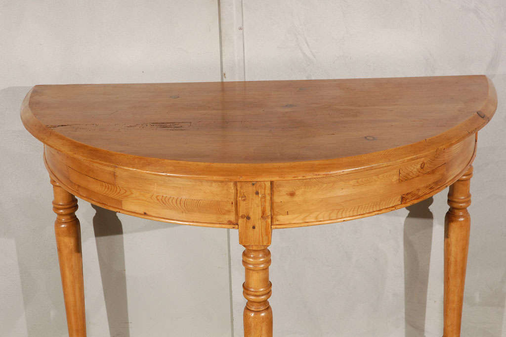 Pair Antique Pine Demi-Lune Tables For Sale at 1stDibs