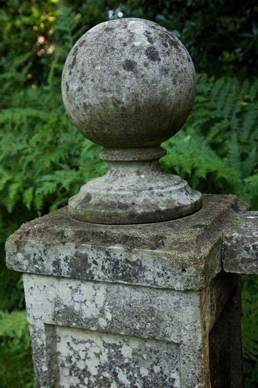 Balustrade with Three Posts and Ball Finials at 1stDibs