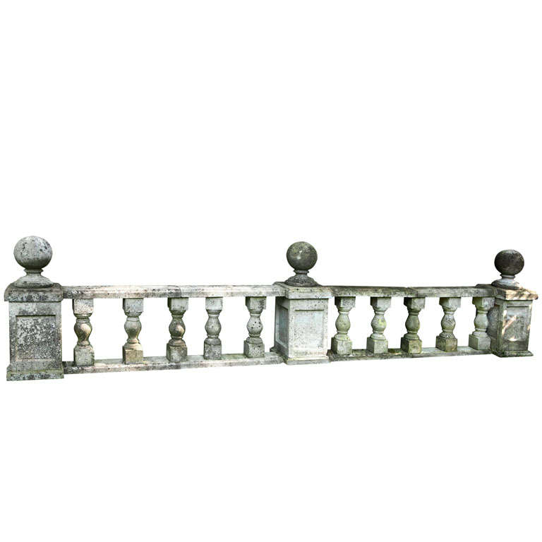 Balustrade with Three Posts and Ball Finials at 1stDibs