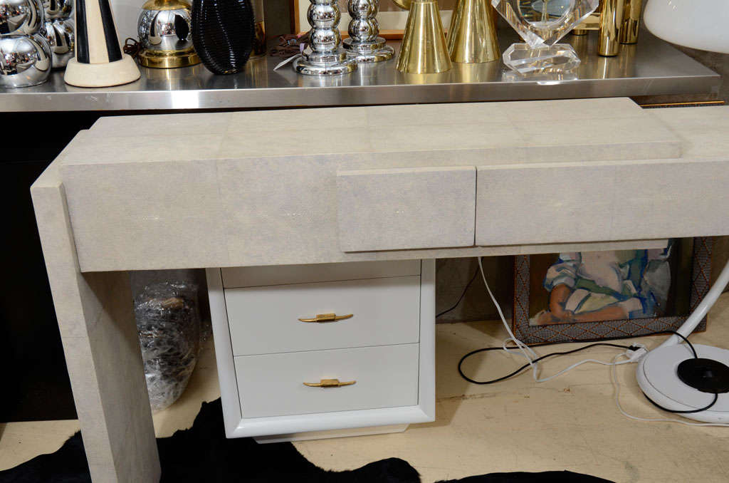 Shagreen Console, France, Cream Color Shagreen, Art Decor Style, Two ...