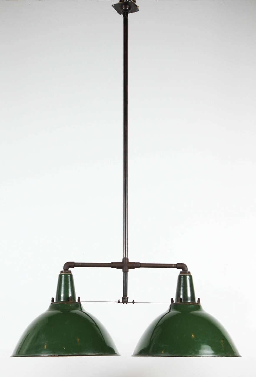 Double Enameled Industrial Light Fixture For Sale at 1stDibs