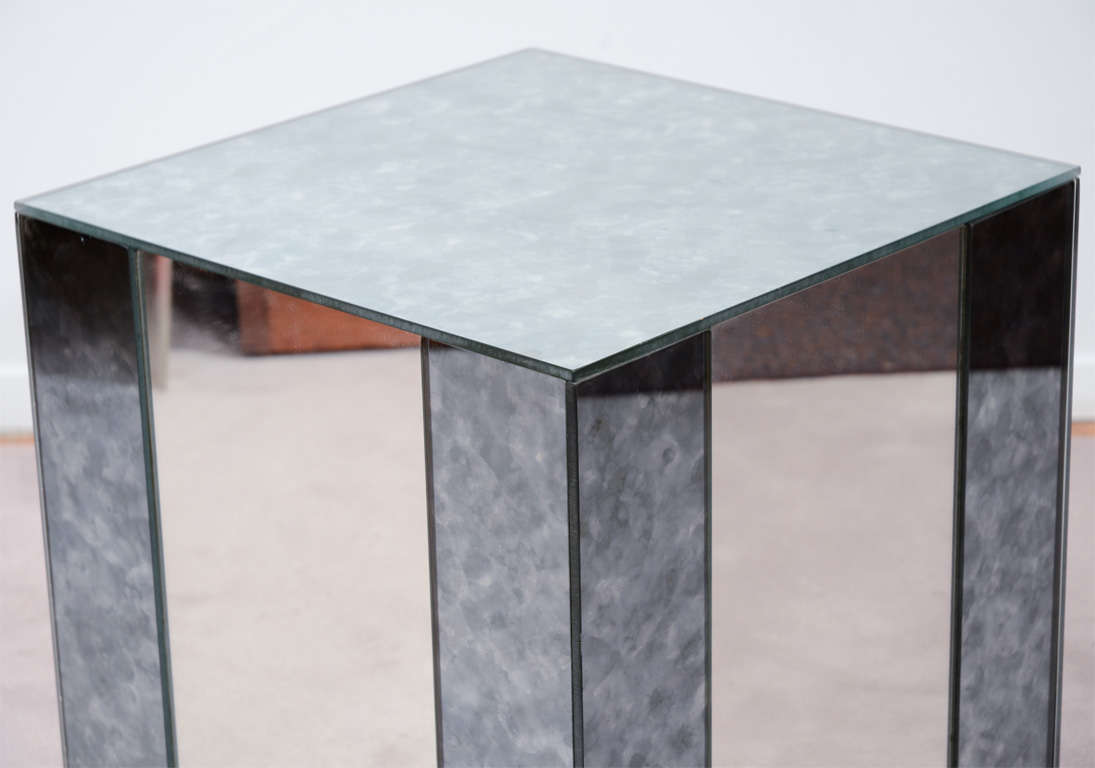 Vintage Art Deco Style Mirrored Cube Side Table at 1stDibs