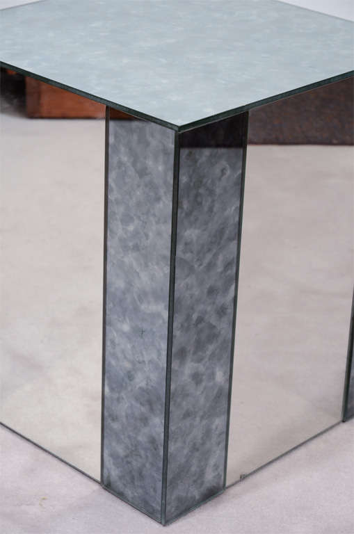 Vintage Art Deco Style Mirrored Cube Side Table at 1stDibs