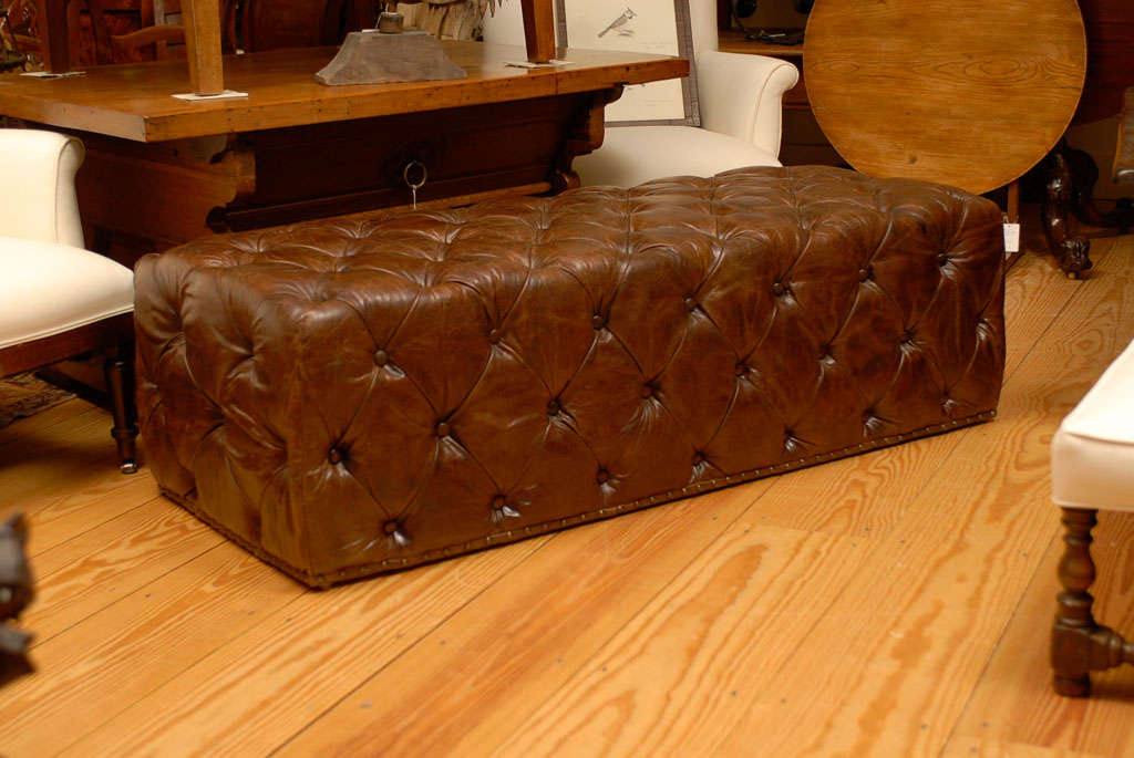 Long Leather Ottoman at 1stDibs