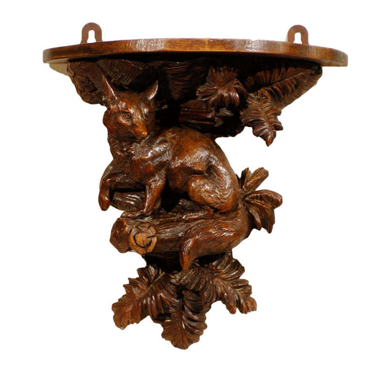 Black Forest Carved Fox Bracket at 1stDibs