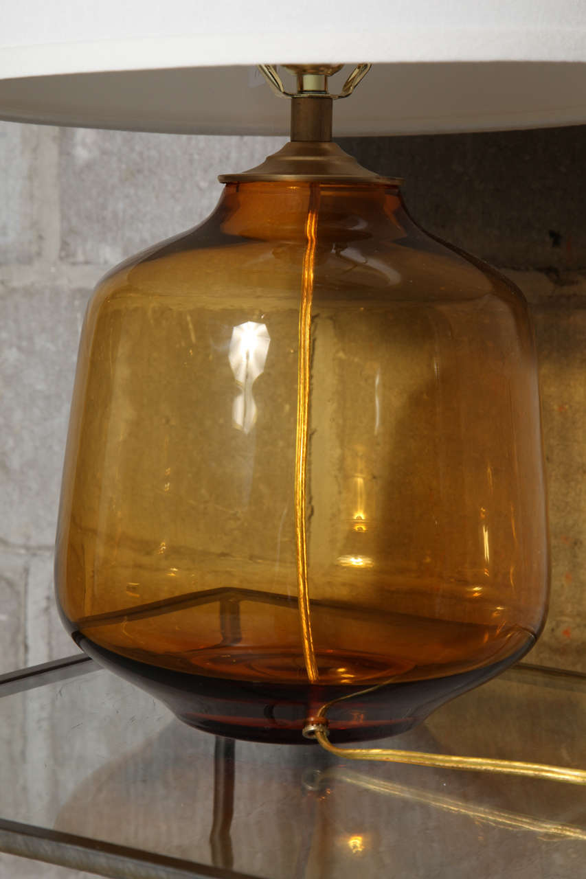 Pair of Blenko Style Glass Table Lamps at 1stDibs