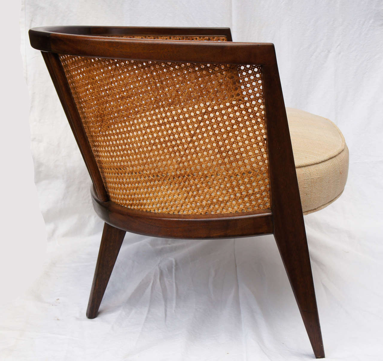 pair of mid century Harvey Probber Walnut And Cane hoop chairs at ...