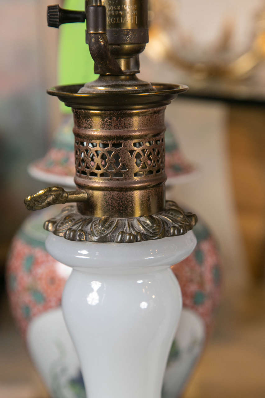 Pair of French Opaline Table Lamps For Sale at 1stDibs