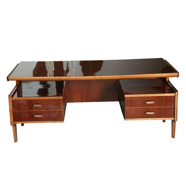 Italian Modern Mahogany and Walnut Desk, Paolo Buffa at 1stDibs ...
