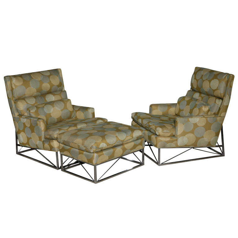 1980s "High Style" Chair and Ottoman at 1stDibs