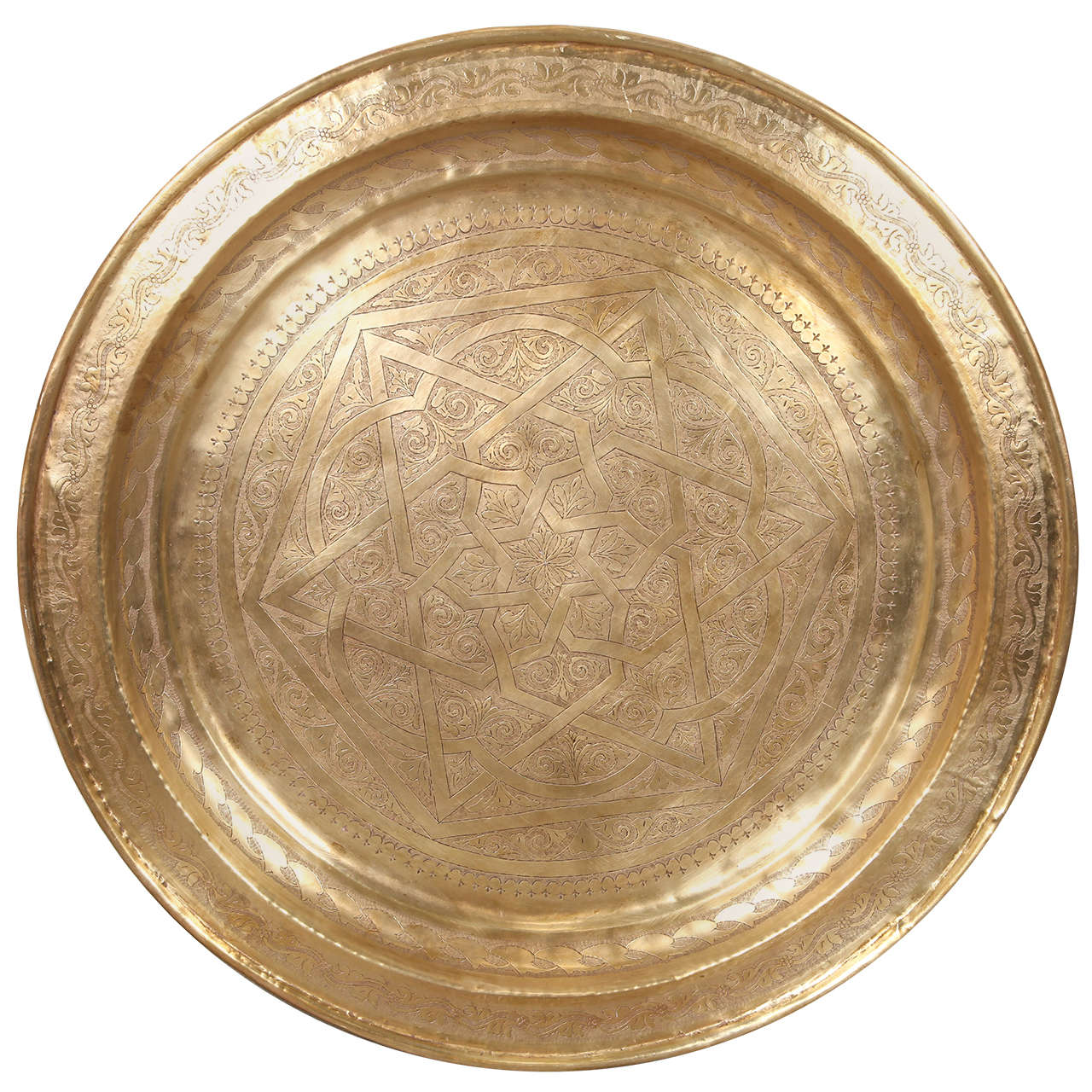 Hand Tooled Huge Moroccan Brass Charger at 1stDibs | moroccan charger ...