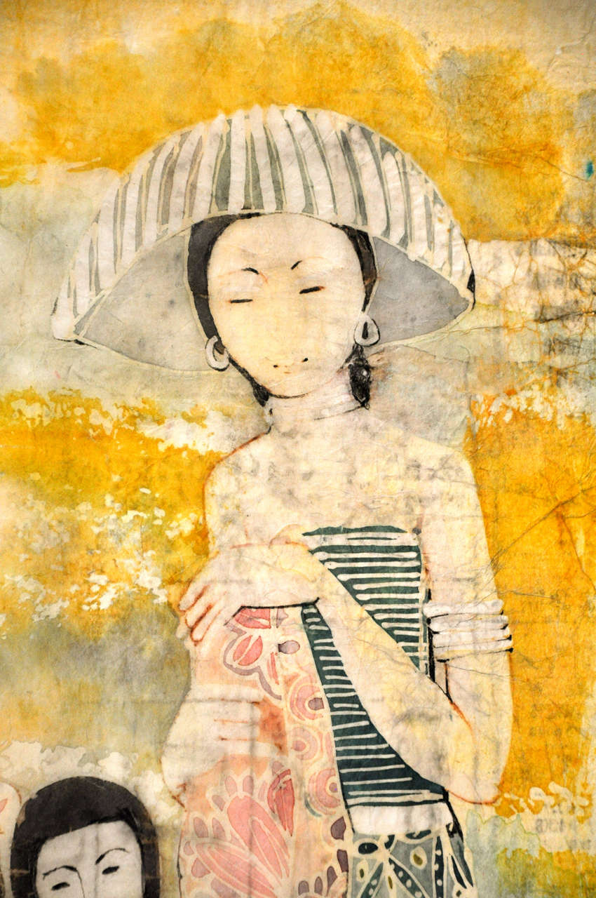 Asian Women on Rice Paper at 1stDibs