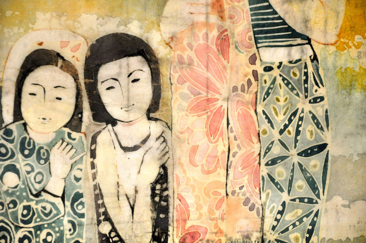 Asian Women on Rice Paper at 1stDibs