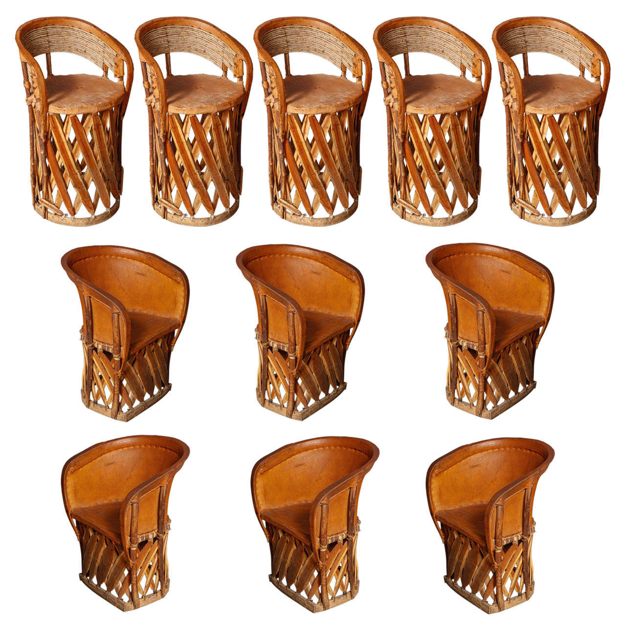 Set of 11 Mexican Origin Equipale Chairs For Sale at 1stDibs