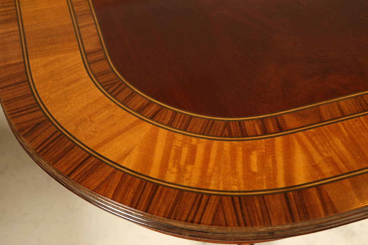 Double Pedestal, Satinwood Banded Dining Table at 1stDibs