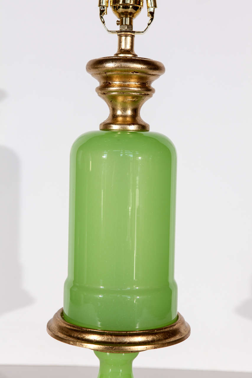 Lime Green, Opaline Lamps For Sale at 1stDibs