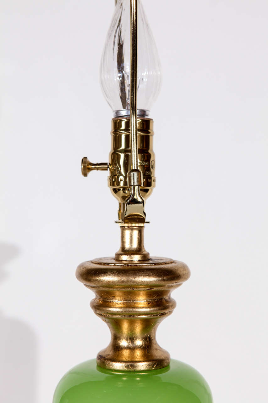 Lime Green, Opaline Lamps For Sale at 1stDibs
