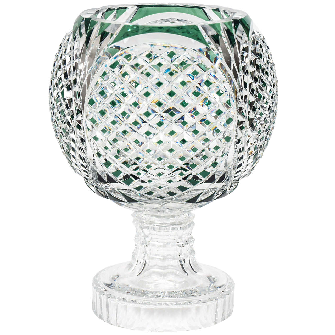 Signed Val St. Lambert Emerald Green Footed Centerpiece/Vase at 1stDibs