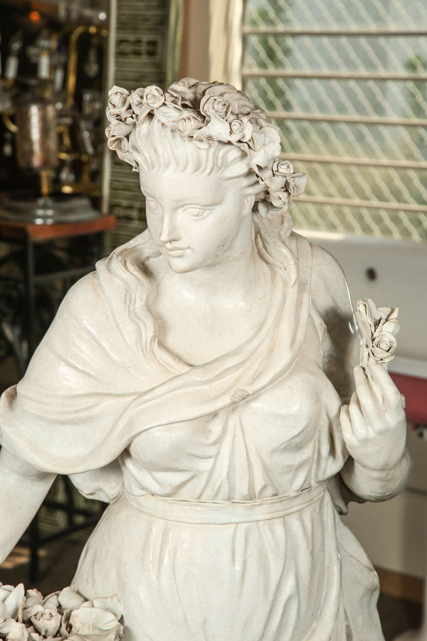 Italian Glazed Terra Cotta Statue For Sale at 1stDibs
