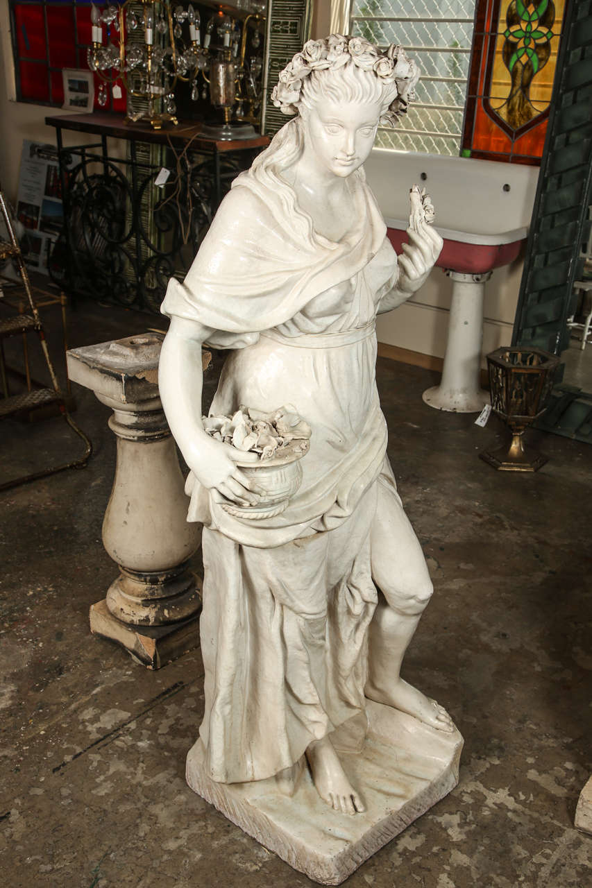 Italian Glazed Terra Cotta Statue For Sale at 1stDibs