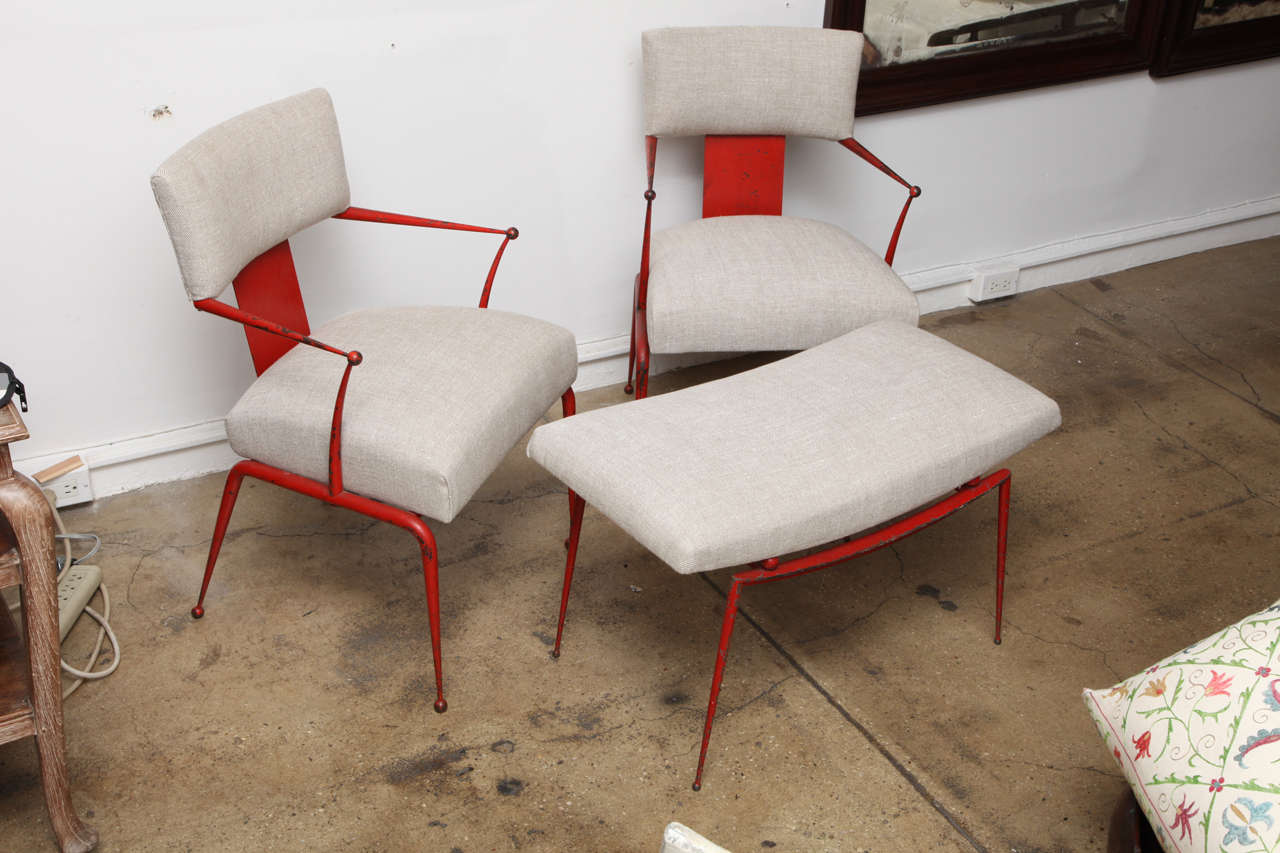 Chairs with Footstool by Rene Prou at 1stDibs