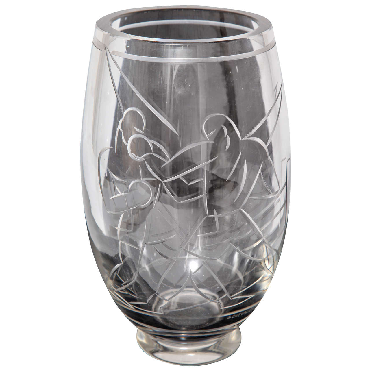 Baccarat Boxing Vase Designed by Georges Chevalier, 1925, France For ...