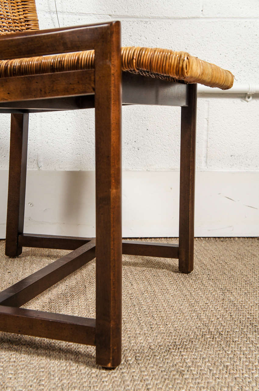 A Set of Six Rattan and Walnut Dining Chairs at 1stDibs