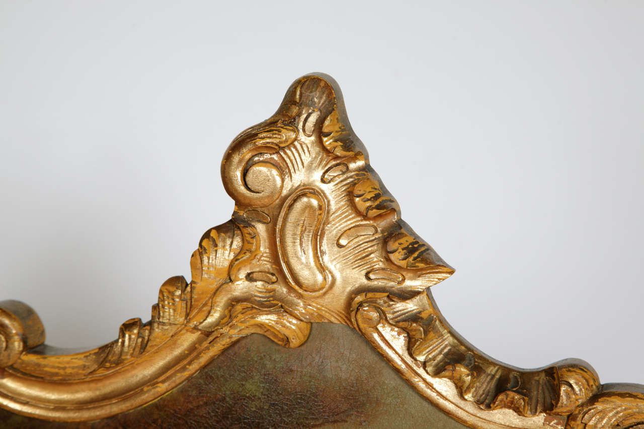 Rococo Style Parcel-Gilt and Painted Three-Fold Screen For Sale at 1stDibs