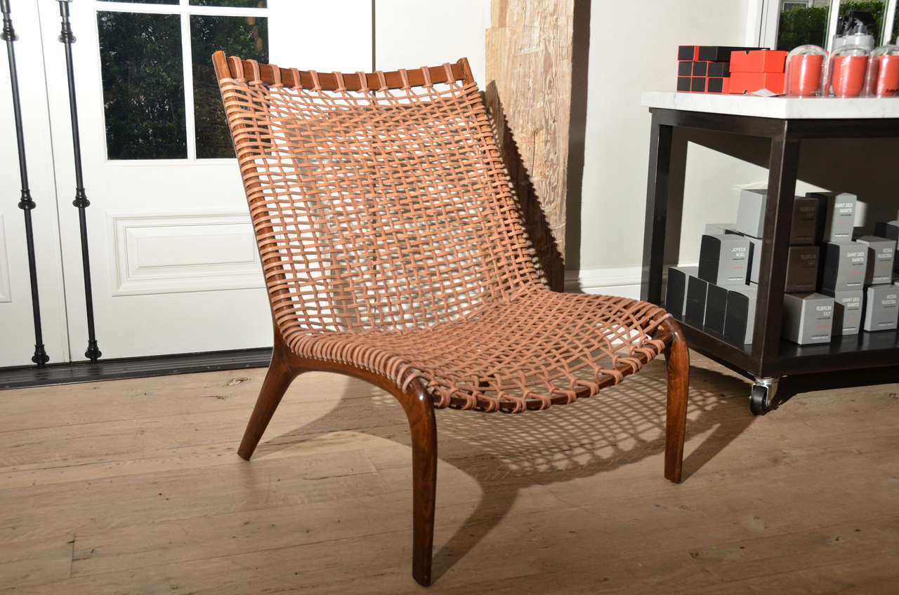 Brazilian chair in teak with leather at 1stDibs
