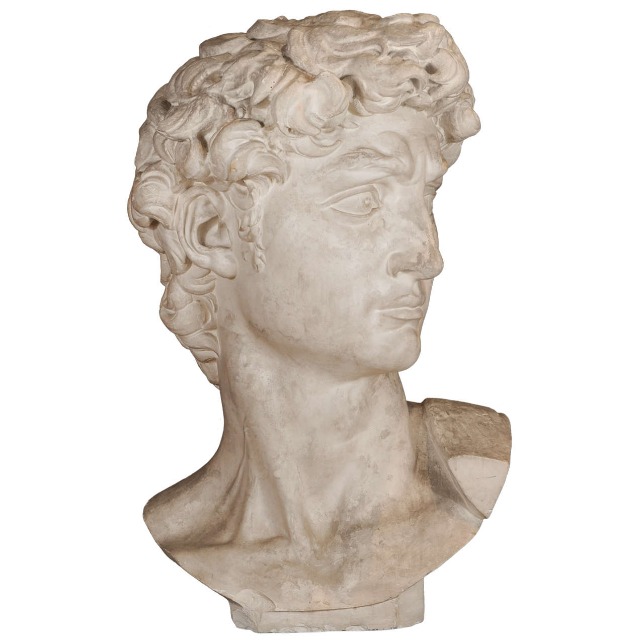A large plaster buste of David after the model by Michelangelo, 1920's ...