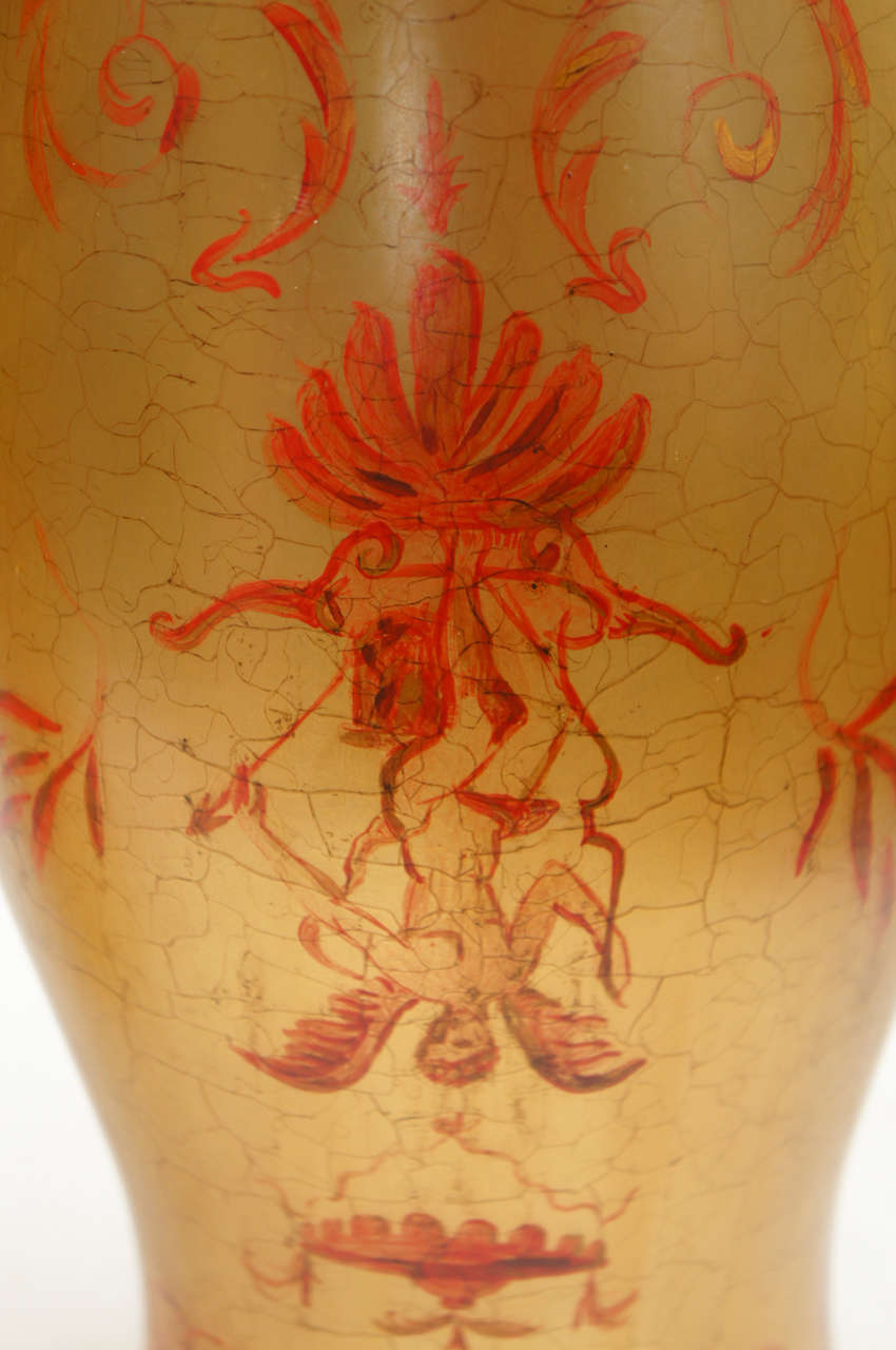 Pair of Rose Colored Painted Hurricane Shades at 1stDibs