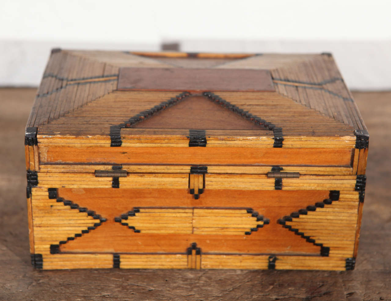 Folk Art Matchstick Jewelry Box at 1stDibs | art box jewelry