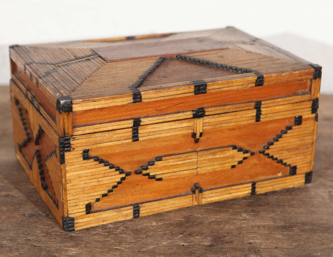 Folk Art Matchstick Jewelry Box at 1stDibs | art box jewelry