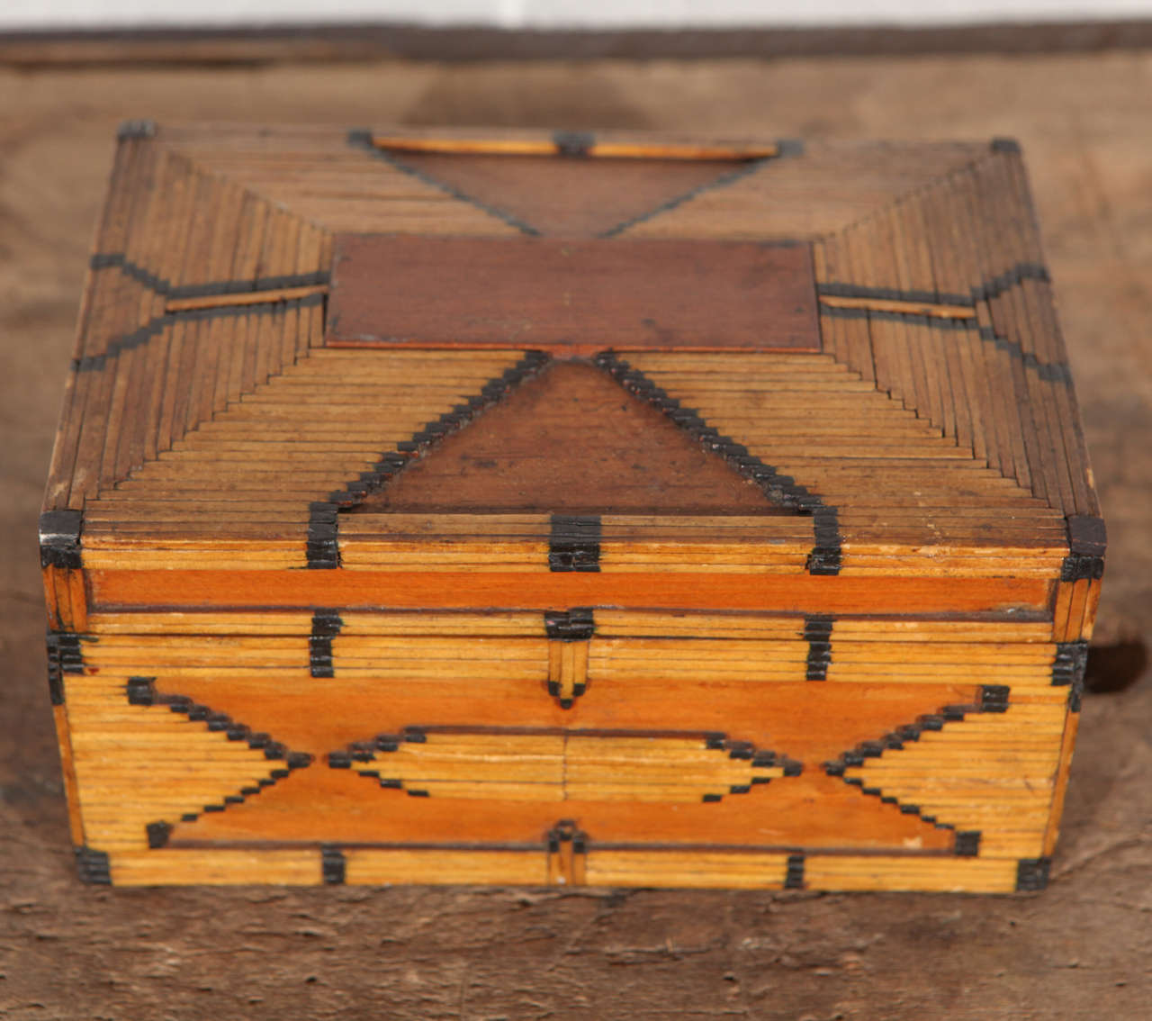 Folk Art Matchstick Jewelry Box at 1stDibs | art box jewelry