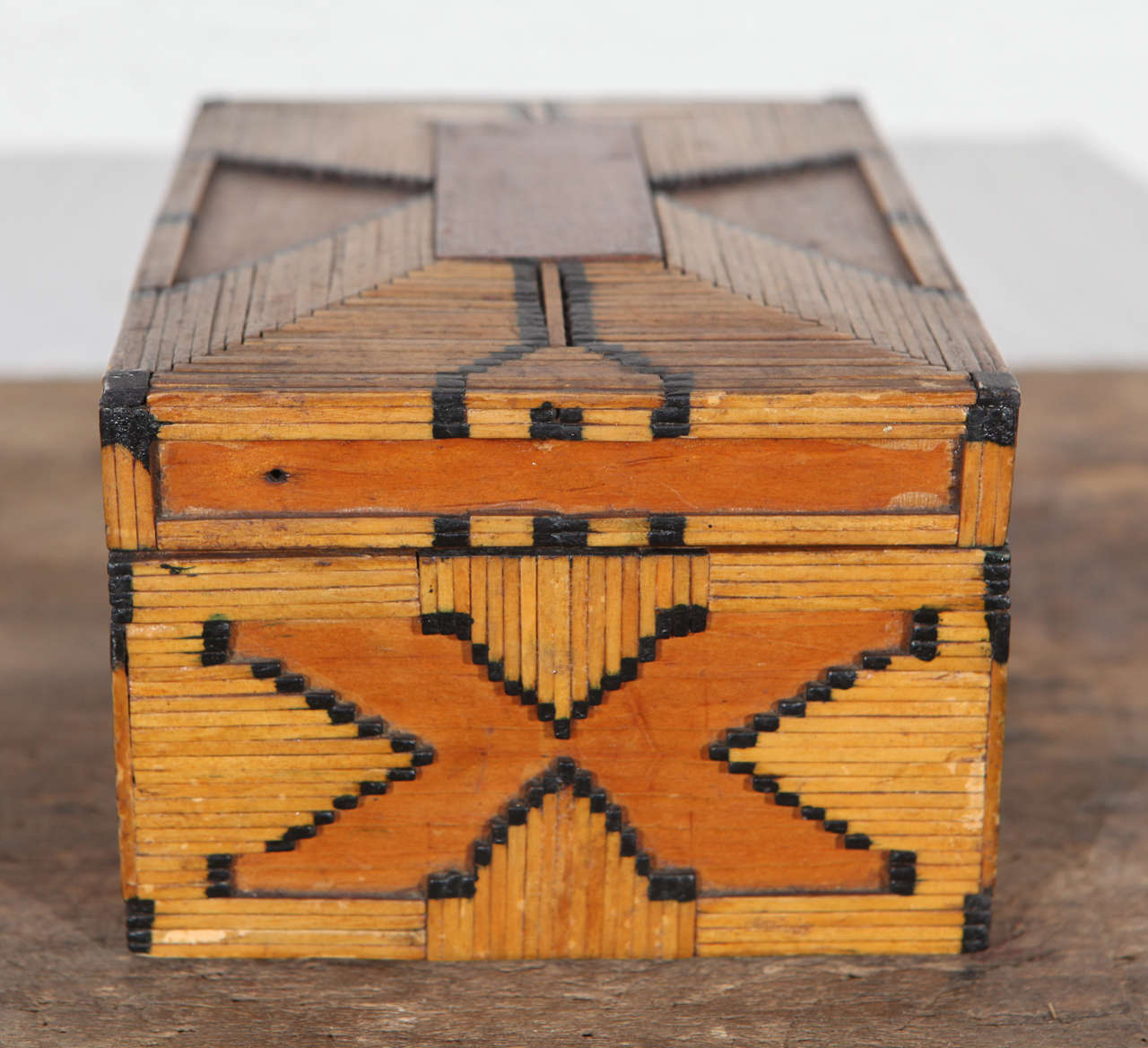 Folk Art Matchstick Jewelry Box at 1stDibs | art box jewelry