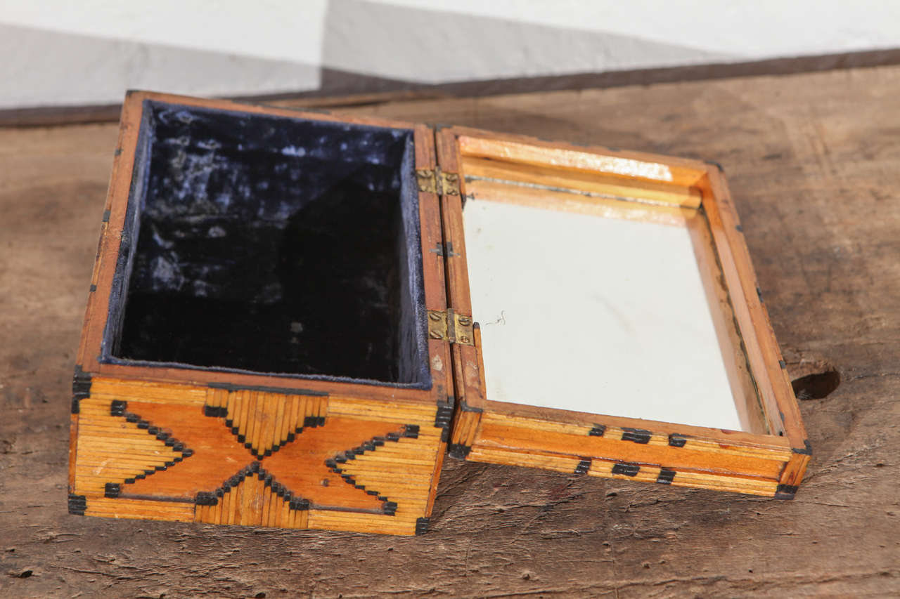 Folk Art Matchstick Jewelry Box at 1stDibs | art box jewelry
